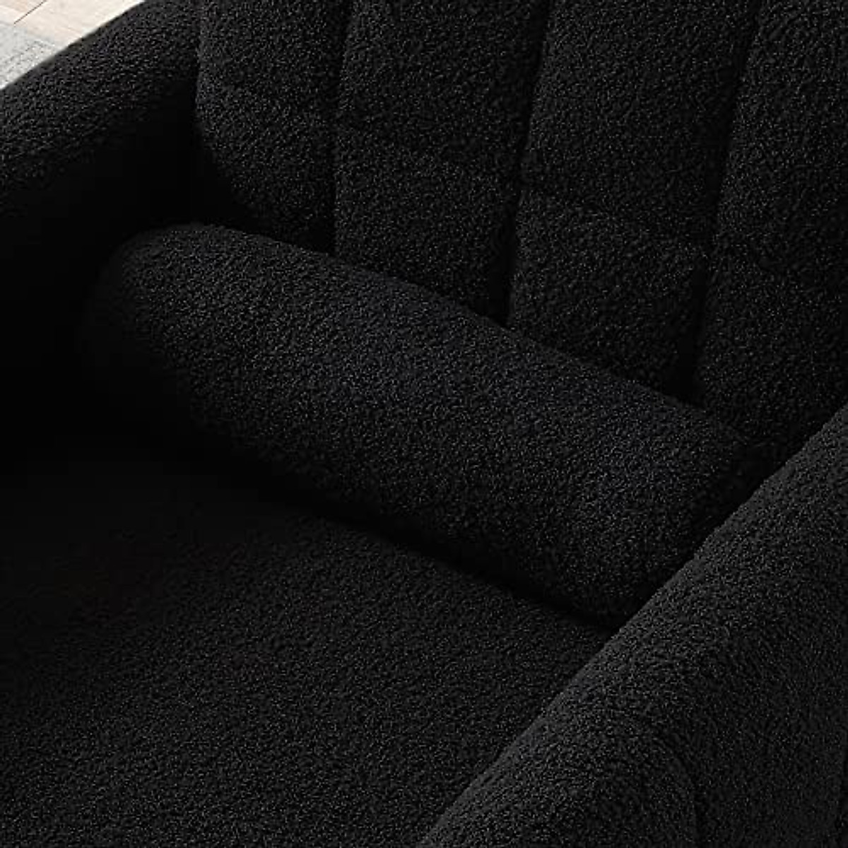 Tiophome Teddy Accent Modern Side Gold Legs & Waist Pillow, Single Sofa Couch Armchair Reading Chairs for Living Waiting Room Bedroom Black