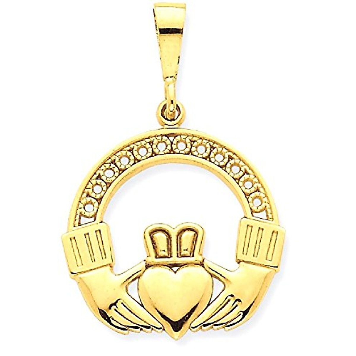 IceCarats 14K Yellow Gold Heart Love Irish Claddagh Necklace Celtic Charm Pendant Jewelry Only