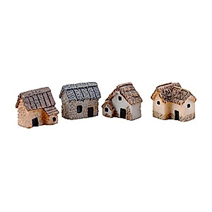 Veemoon 4 pcs Fairy Garden Mini House Miniature Fairy Garden DIY Artificial Gardening Micro Landscape Accessories for Succulent Planting Terrarium Bonsai Random Style