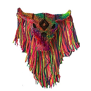 Color Splat Bull Skull with Fringe Car Freshener.Volcano