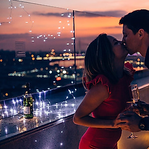 JPSR Solar String Lights Outdoor Halloween Decorations Waterproof 100-LED Copper Wire Fairy Lights 8 Modes, Twinkling Lights String for Bedroom Patio Garden Tree Party & Holiday Decor (2-Pack, White)