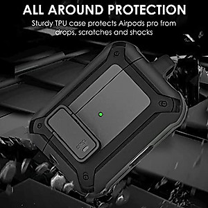 Filoto AirPods Pro Case, US Patent Secure Lock Shockproof Protective Apple Airpod Pro Cover Cool TPU Case for Air Pod Pro Wireless Charging Case with Carabiner Keychain Accessories (Black)