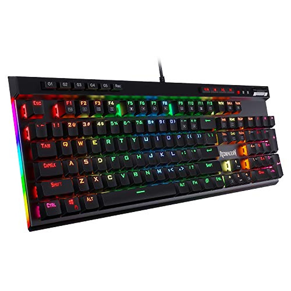 Redragon K580 VATA RGB LED Backlit Mechanical Gaming Keyboard with Macro Keys & Dedicated Media Controls, Onboard Macro Recording (Blue Switches)