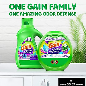 Gain Flings Laundry Detergent Pacs with Odor Defense 60 Ct Super Fresh HE 3in1 Detergent Pacs with Febreze and Oxi