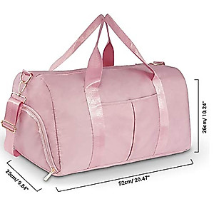 ICEIVY Gym Duffle Bag Dry Wet Separated Gym Bag Sport Duffle Bag Training Handbag Yoga bag with Extra Drawstring Backpack (pink) Large