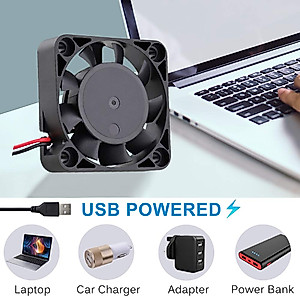 GDSTME 40mm USB Fan for VR Gear, Aquarium, Roku, Router, Raspberry Pi, Cosplay, Helmet Cooling Ventilation