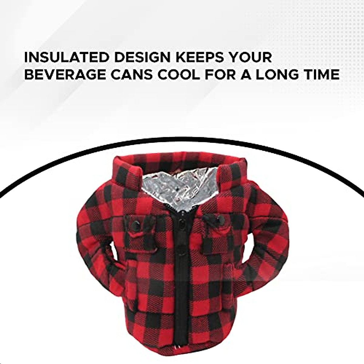 Gadgetime USA Can Cooler Vest - Insulated Beverage Cooler - Can Cover - Reusable Zip Up Can Jacket - Summer Drink Holder - Cotton Sleeve for Canned Beverages & Beer - Funny Gift for Friends & Family