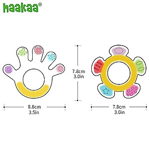 haakaa Silicone Teether Combo -Baby Freezer Teething Toy - Soft Cold Teether - Soothe Teething Pain & Itching Gum -Perfect Size-Palm & Ferris Wheel Shape for 3M+ Babies BPA Free - 2 pk