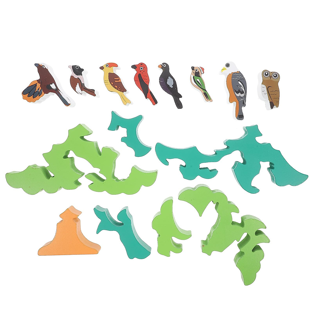 TOYANDONA 1 Set of Baby 3D Jigsaw Puzzle Wooden Tree Bird Shaped Montessori Toy Educational Preschool Learning Toys for Infant Toddlers Boys Girls