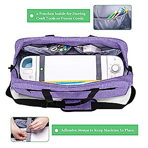 Yarwo Carrying Case Compatible for Cricut Maker, Cricut Explore Air (Air 2), Silhouette Cameo 3 and Cameo 4, Die-Cut Machine Travel Tote Bag with Pockets for Craft Tools and Supplies, Purple