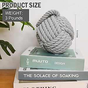 Pomeat Decorative Door Stop, Rope Door Stop, Weighted Door Stopper, Knot Nautical Door Stop, Heavy Doorstop for Bedroom, Living Room Door, Window Wedge, Bookend 6.25 inch (White)