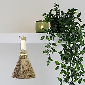 Forart Angle Brooms Hand Made Straw Soft Broom with Short Handle, Household Angle Brooms Sweeping Cleaning Tools Household Supplies