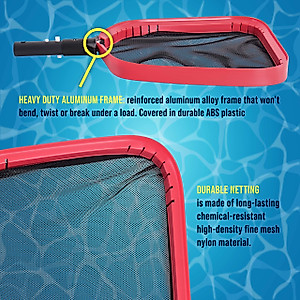 U.S. Pool Supply Professional Heavy Duty Large 14" Swimming Pool Leaf Skimmer Net - Strong Aluminum Frame for Faster Cleaning & Easier Debris Pickup and Removal - Clean Pools, Spas, Ponds