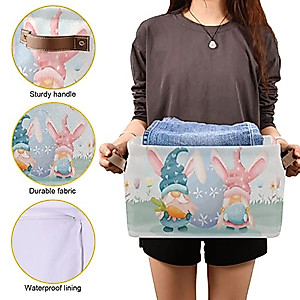 senya Easter Basket, Easter Gnome Bunny Foldable Fabric Collapsible Storage Bins Organizer Bag for Storage Clothes