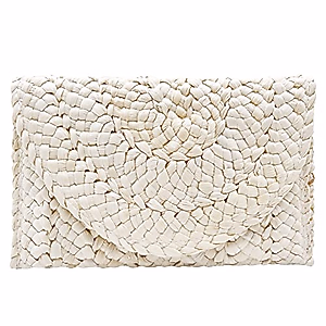 Lytosmoo Straw Clutch Summer Beach Bags for Women Beach Straw Envelope Clutch Woven Purses Handbags