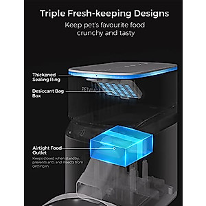 PETVIAGA Automatic Cat Feeder with APP Control, Wifi Smart Pet Feeder with Lock Lid, Clog-free Motor & Stainless Steel Bowl, 5L Cat Food Dispenser for Dry Food with 6 Daily Meals & 20 Portions Control