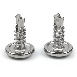 Jetovo 100 Pack 410 Stainless Steel Wafer Head Phillips Self Drilling Screws Sheet Metal Tek Screws, Modified Truss Head Self Driller - Size: #8 x 1/2"