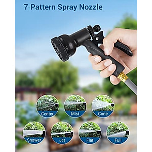 DEWENWILS Retractable Garden Hose Reel, 1/2"×100ft Wall Mount Hose Reel, with 7-Pattern Spray Nozzle, Any Length Lock, 180°Swivel Bracket, Auto Rewind Hybrid Water Hose Reel for Outdoor Watering