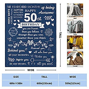 CUJUYO 50th Birthday Gifts for Women Men Blanket 60"x50",Happy 50th Birthday Decorations Men Throw Blanket,1973 Birthday Gifts for Men Blankets Throws,50 Year Old Gifts for Men,Cheers to 50 Years Gift