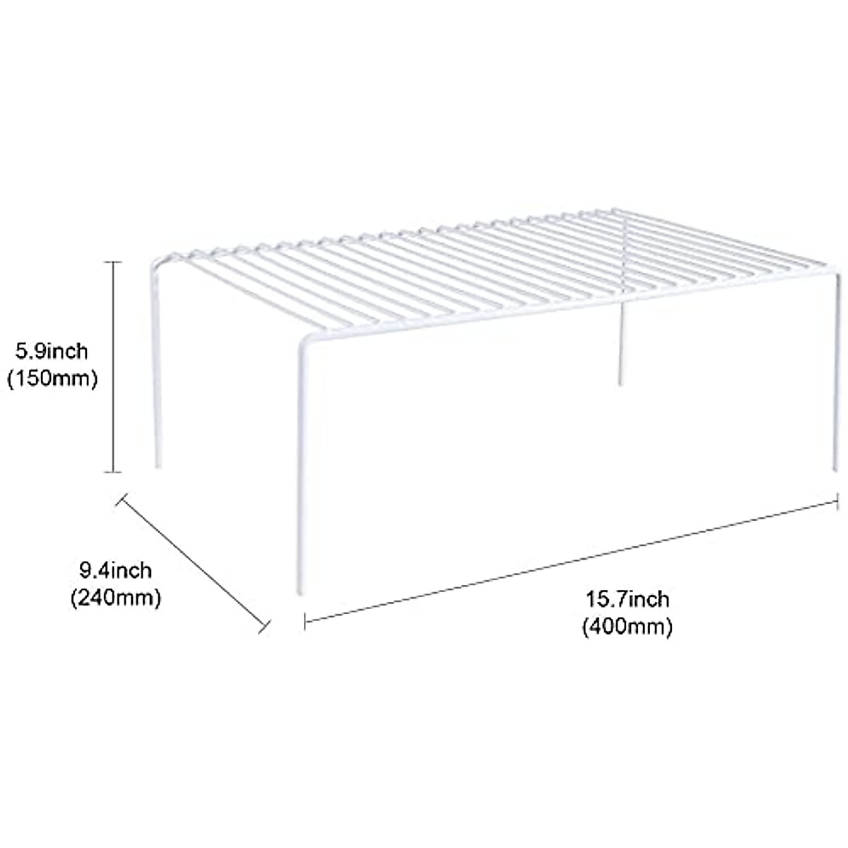 GEDLIRE Kitchen Cabinet Shelf Organizer Set of 2, Large (15.7 x 9.4 inch) Metal Wire Pantry Storage Shelves, Dish Plate Racks for Cabinets, Freezer, Counter, Cupboard Organizers and Storage, White