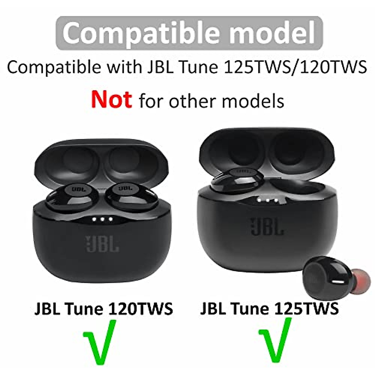 IiEXCEL Strap Ear Tips Kit Compatible with JBL Tune 120TWS / 125TWS, Anti-Lost Soft Silicone Lanyard Neck Rope Cord Lease Gel Eartips Skin Accessories Compatible with JBL Tune 125TWS / 120TWS - Black