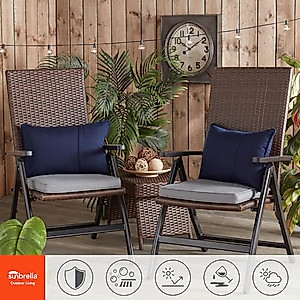 Greendale Home Fashions Outdoor Reclining Brown PE Wicker Folding Chair, Cast Slate