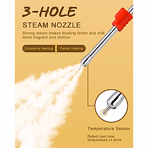 Moonshan Commercial Steam Milk Frother Fast Heating Milk Steamer Machine Boiler Quick Button Electric Fully-Automatic Coffee Foam Maker Frothing Machine for Coffee, Milk, Bubble Tea, Milk Tea