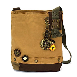 CHALA Handbag Canvas Crossbody Messenger Bag Patch Crossbody - Metal Sunflower - Brown