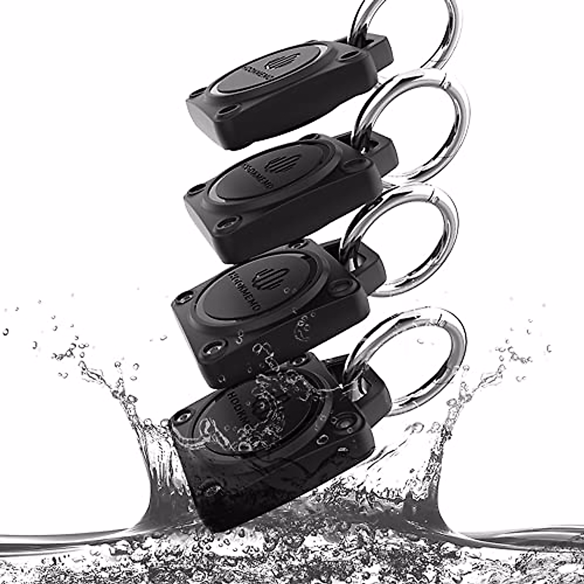 Waterproof AirTag Keychain Holder Case,Compatible for Apple AirTag Key Ring.(black-4pack)