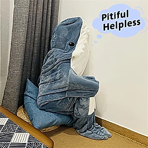 Shark Blanket Adult - 2023 New Shark Onesie Blanket - Wearable Shark Blanket Super Soft Cozy Flannel Hoodie Sleeping Bag - Shark Blanket Hoodie (83inX35.5in-XL)