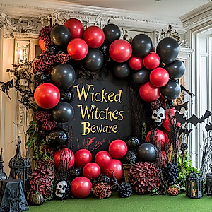 Red Black Balloons Double Stuffed Balloons Different Sizes Latex Ruby Red Balloon Garland Matte Premium Black Balloon Arch Kit for Birthday Wedding Baby Shower valentines Day Christmas Party decoratio