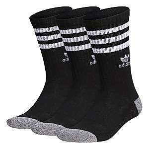 adidas Originals Roller Crew Socks (3-pair), Black/White, Large