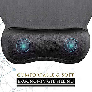 MROCO Ergonomic Mouse Pad with Wrist Support Gel Mouse Pad with Wrist Rest, Comfortable Computer Mouse Pad for Laptop, Pain Relief Mousepad with Non-slip PU Base for Office & Home, 9.4 x 8.1 in, Black