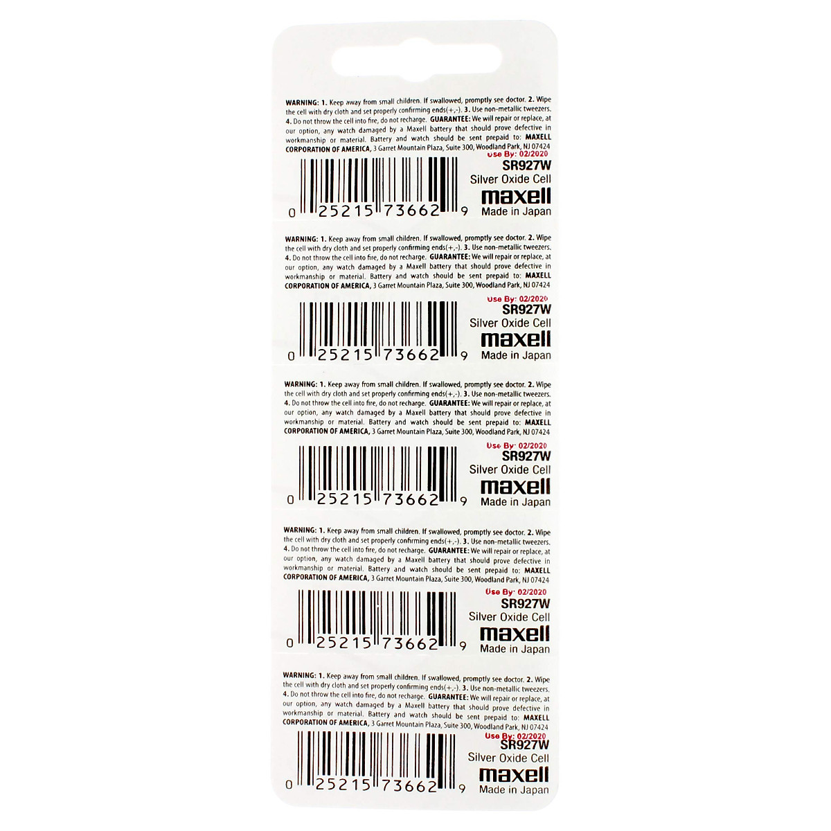 5PK Maxell Silver Oxide SR927W High Drain Watch Battery Replaces D395, D395/399, D399, GR927, L926, LA, R 395/25, R 399/35, SR57H, SR926, SR927, SR927SW, SR927W, SR927W/SW, TR927W, V395, V399