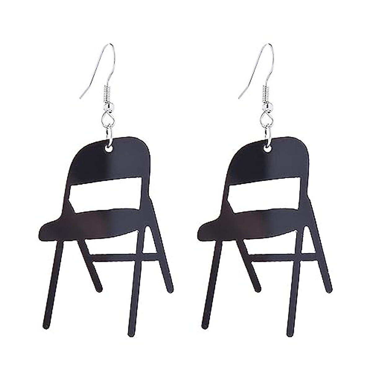 xuzhiyuan Colorful Acrylic Folding Chair Dangle Earrings for Women Resin Neon Chair Drop Earrings Funny Accessory Jewelry-Black
