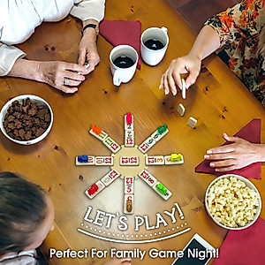 Double 12 Mexican Train Number Dominoes to Go Travel Size with Zip Up Case, Hub & 8 Domino Trains