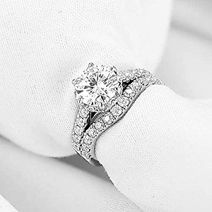 DovEggs 0.46CTW GHI 2mm Moissanite Lab Created Diamond Half Eternity Curved Wedding Band 14k Gold QUALITY Sterling Silver Wedding Engagement Rings for Women(7)