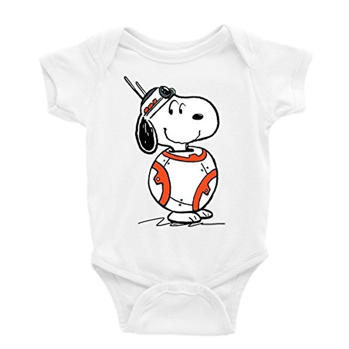 Snoopy BB8 Star Wars Short Sleeve Unisex Onesie (18-24) White