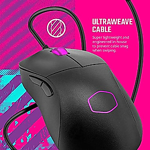 Cooler Master MM730 Wire Gaming Mouse Black, Adjustable 16,000 DPI, Palm|Claw Grip, PixArt Optical Sensor, Ultraweave Cable, PTFE Feet, RGB Lighting (MM-730-KKOL1)