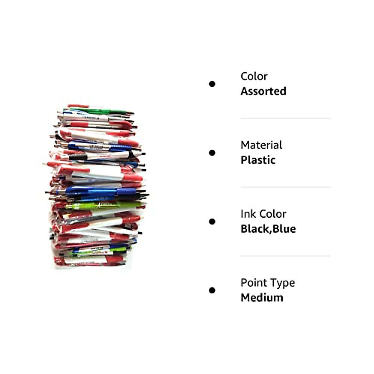 Wholesale Lot of 100 Misprint Ink Pens Ball Point Plastic Retractable Pens Mixed