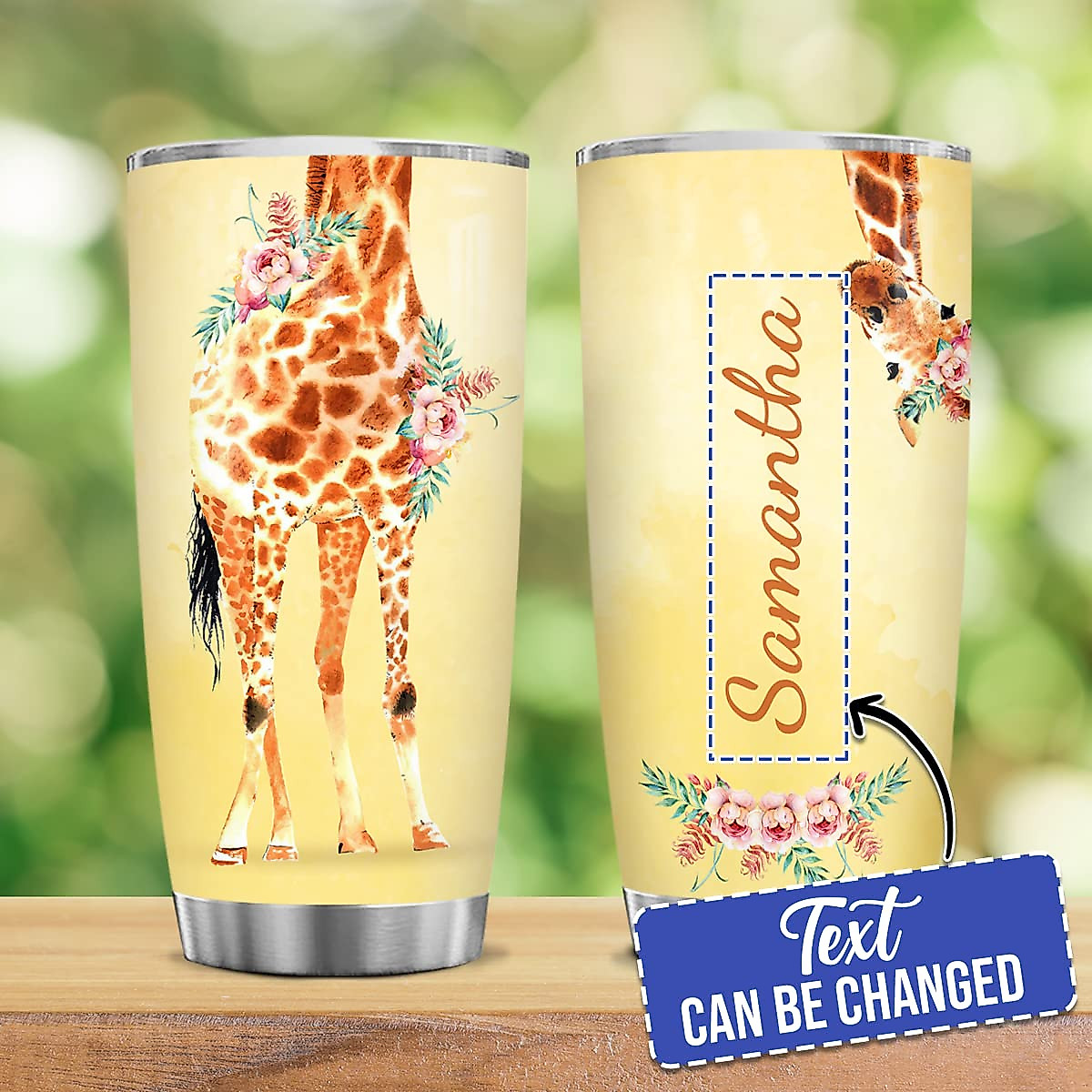 Wassmin Giraffe Gifts For Women Personalized Giraffe Tumbler Stainless Steel 20oz 30oz Coffee Travel Cup Custom Gifts for Woman Girls Friend Spirit Animal Lovers Birthday Christmas