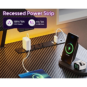 MOTPK Small Gaming Desk with LED Lights & Power Outlets, 39 Inch L Shaped Gaming Computer Desk with Storage Shelf, Gamer Desk with Monitor Stand, PC Gaming Table with Carbon Fiber Texture, Black