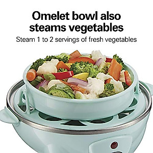 Hamilton Beach 25504 3-in-1 Electric Hard Boiled Egg Cooker Poacher & Omelet Maker, Makes 7, Mint