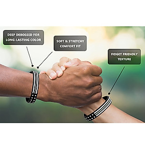 Giftphoria Thin Gray Line Flag Bracelets (6-pack) - Thin Grey Line Accessories for Corrections Officers, Prison Guards, Parole and Probation Officers - 6 Silicone Rubber Wristbands for Men and Women