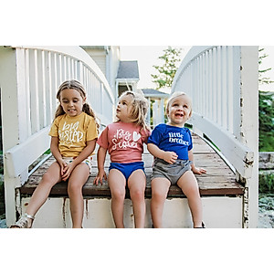 Olive Loves Apple Little Brother Bodysuit for Baby Boys Sibling Outfits Granite Heather Bodysuit Newborn