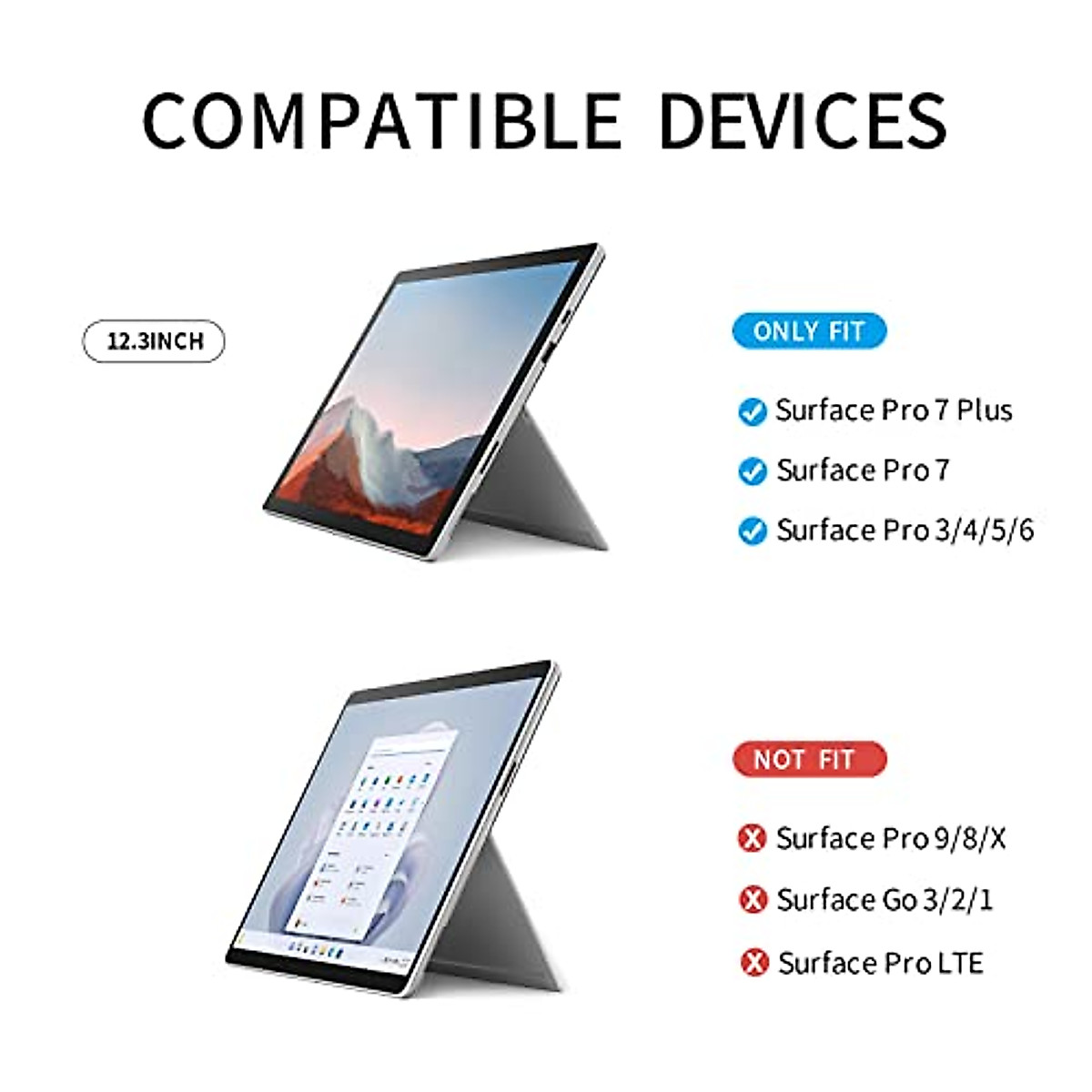 Qcoswa Slim Lightweight Case for Microsoft Surface Pro 7 Plus, Surface Pro 7, Surface Pro 6, Pro 5, Pro 4 Hard Protective Cover,Compatible with Type Cover Keyboard(Marble)