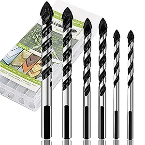 6PCS Ceramic Tile Drill Bits, Mgtgbao Masonry Drill Bits Set for Glass, Brick, Tile, Concrete, Plastic and Wood Tungsten Carbide Tip for Wall Mirror and Ceramic Tile with Size (6mm-12mm).