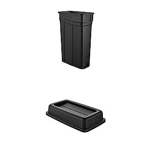 Suncast Commercial TCN2030BK Narrow Trash Can, 30.00" Height, 11.08" Width, 23 gal Capacity, Plastic, Black Bundle