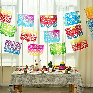 EFOT Mexican Party Banners, Papel Picado Banner - Cinco de Mayo, Fiesta Party Decorations, Dia De Los Muertos Decor, Day of The Dead Decorations, 5 Packs 82 Ft Long