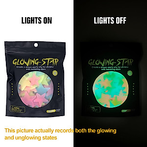 150pcs Glow in The Dark Ceiling Stars, Mixed Colour Superbright Plastic Stars Wall Decor, Removable Reusable Wall Sticker Murals Decoration for Nursery Room Decor for Children